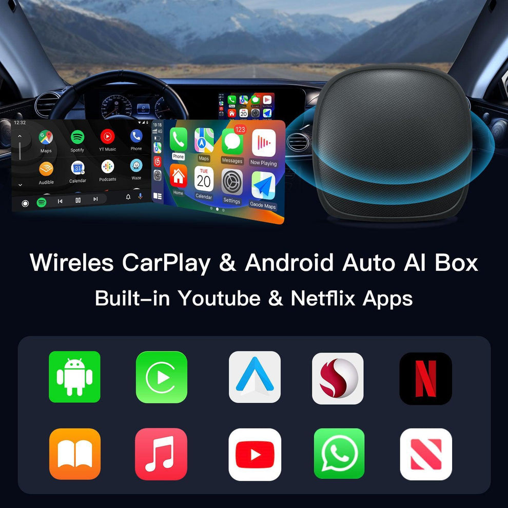 AUTOABC Wireless CarPlay Android Auto Adapter Magic AI Box